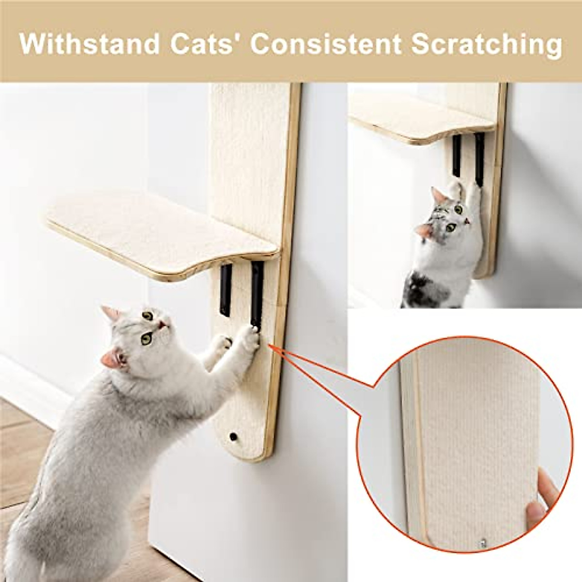 MEWOOFUN 4-Levels Versatile Cat Climber Shelves Door Mounted Vertical Cat Tree Tower with Carpeted Plank for Indoor Cats (22.3" L X 10.5" W X 67.3" H)