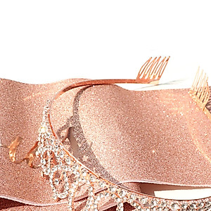 16th Birthday Decorations for Girls, Sweet 16 Birthday Sash, Tiara Crown, Canvas Makeup Bag, Cake Topper & Candles, 16th Birthday Gifts for Her Birthday Party