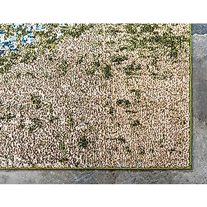 Unique Loom Estrella Collection Abstract, Modern, Light Colors, Distressed Area Rug, 2 ft x 7 ft, Blue/Beige