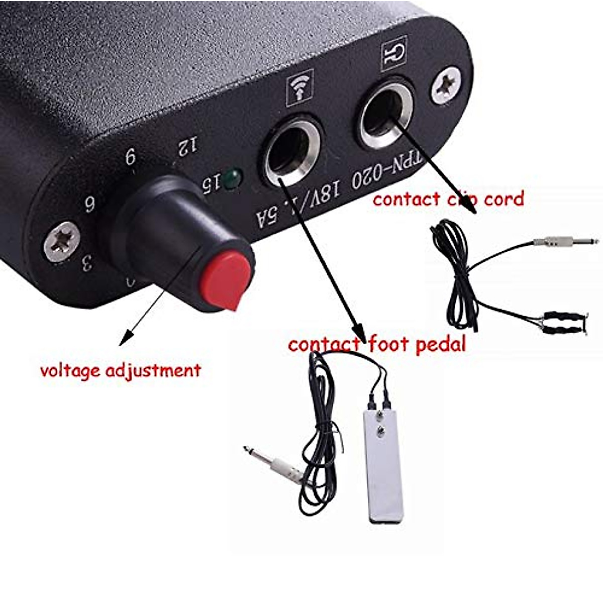 Mini Tattoo Power Supply Set,New Star Tattoo Mini Motor Black Tattoo Machine Power Supply with Tattoo Clip Cord and Stainless Steel Foot Pedal for Permanent Makeup Tattoo Supply Accessory