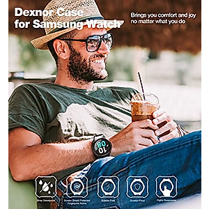 Dexnor for Galaxy Watch 4,Galaxy Watch 5 Case with Band 44mm,[Built-in Adjustable Band & Screen Protector] Rugged Military Grade Shockproof Cover with Band for Samsung Watch 4/5-44mm Women Men-Black