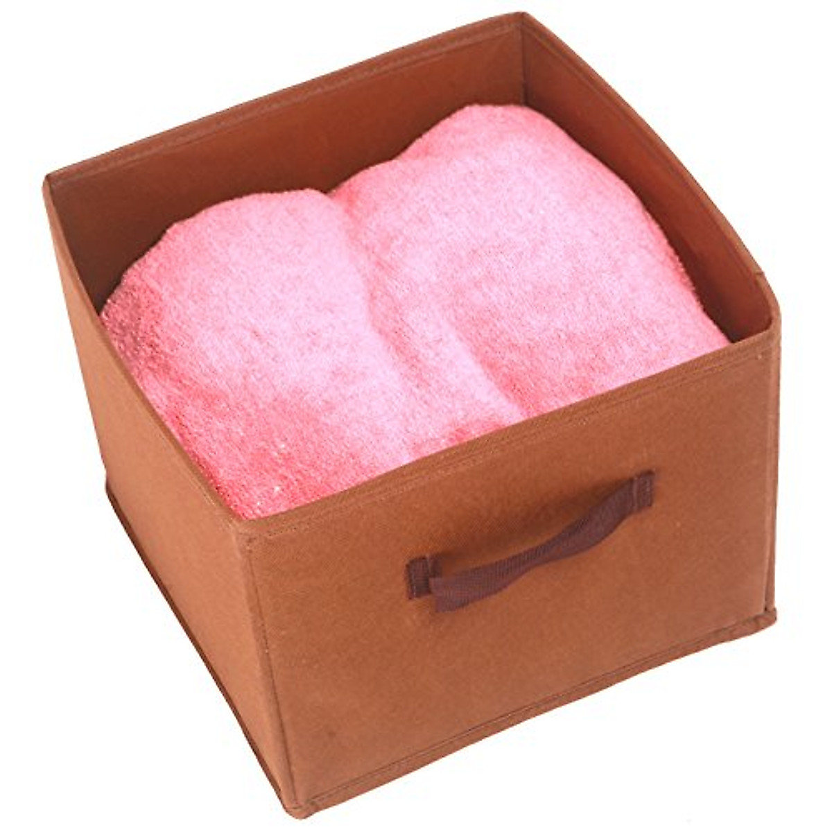 Amelitory Storage Bins Foldable Cube Organizer Fabric Drawer Set of 2 Coffee