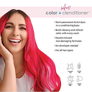 Keracolor Clenditioner HOT PINK Hair Dye - Semi Permanent Hair Color Depositing Conditioner, Cruelty-free, 12 Fl. Oz.