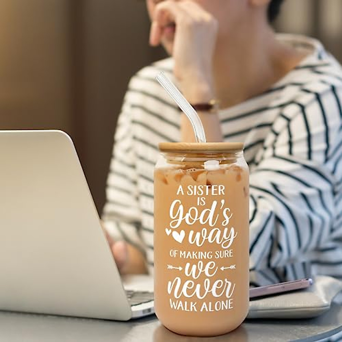 Sister Gifts from Sister - Gifts for Sister, Sister Gifts for Women - Sister Birthday Gift Ideas, Birthday Gifts for Sister, Sister Birthday Gifts from Sister - Big Sister Gift - Can Glass for Sister