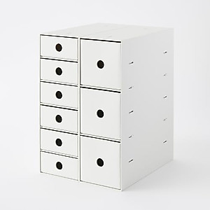 MUJI NCD69A9A Polypropylene Small Storage Box, 3 Tiers, White Gray, Approx. Width 4.3 x Depth 9.6 x Height 12.6 inches (11 x 24.5 x 32 cm)