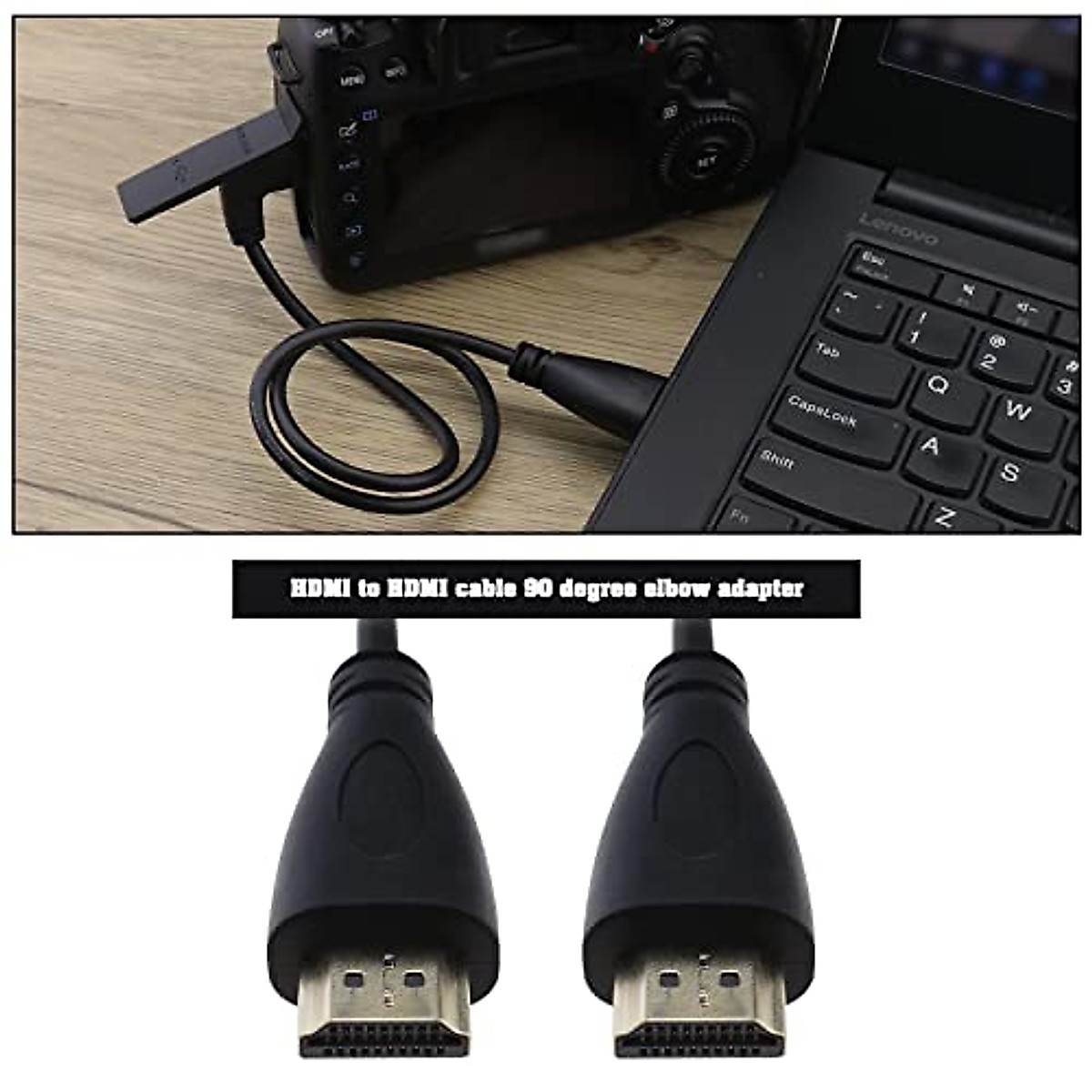 Micro Traders 2PCS Mini HDMI to HDMI Cable 50cm Mini HDMI Male 90 Degree Left and Right to HDMI Male Cable for Camera Video Card Laptop Tablet HDTV Monitor Projector