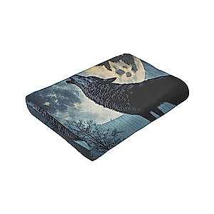 Laridaorio Howling Wolf Fleece Throw Blanket, 50" x 60" Wolf Blanket for Men, Women and Kids - Super Soft Lightweight Warm Plush Moon Night Blanket Throw Fleece Blanket for Bed Sofa Couch