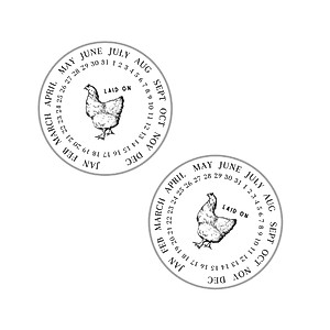 Laid On Date Stickers | 50 Pack | 2" Round Stickers | Farm Fresh Stickers, Egg Carton Stickers, Date Stickers for Fresh Eggs | White and Black with Chicken Design
