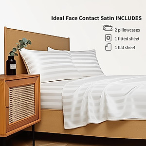 Cotton King Size Sheets, 4 Piece Sheet Set, Deep Pocket up to 16", Sheet & Pillowcase Set, Deep Pocket Hotel Bed Sheets, Breathable & Cooling, Soft Comfy and Quality Sheets (Striped,Navy Blue,King)