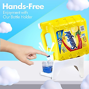 Skywin Laundry Detergent Holder Stand with Tray, Laundry Detergent Stand with Non-Slip Rubber Feet for Washing Area Organization, Easy Pour (White)