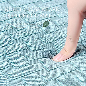 KDIJET Dish Drying Mat 2 Pack XL Blue Cross Sculpted Microfiber Super Absorbent Kitchen Counter Drying Mat