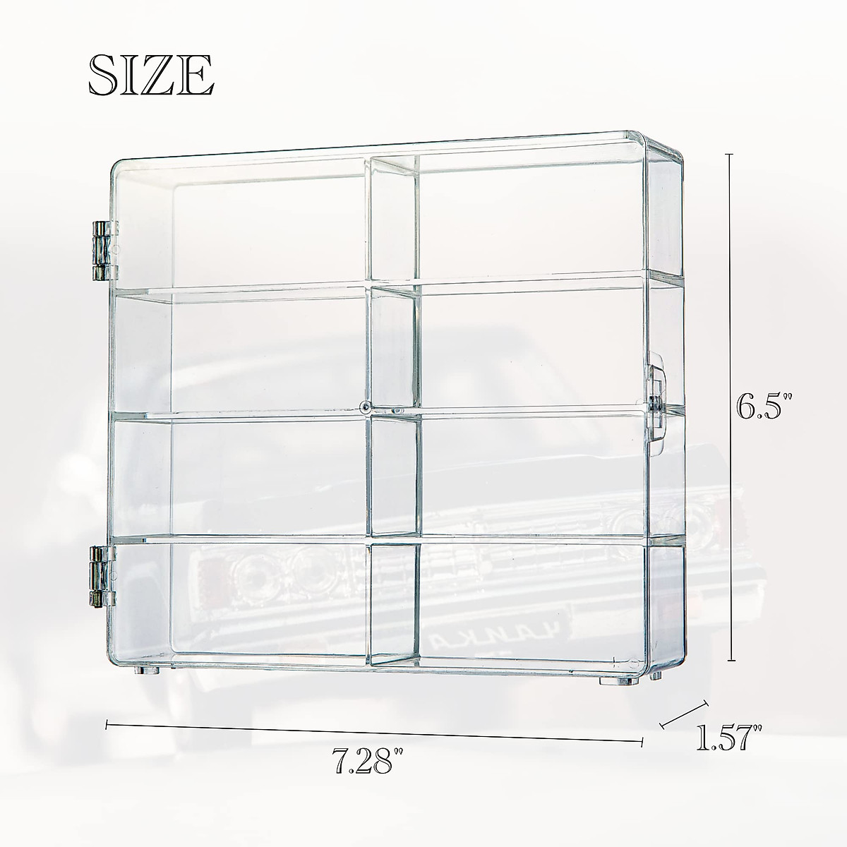 HYHYNN Acrylic Display Case Compatible with Hot Wheels, 8 Slots Display Case for Hot Wheels, Matchbox Cars Standing on Office, Home for Decoration (8 Slots-7.28''x1.57''x6.5'')