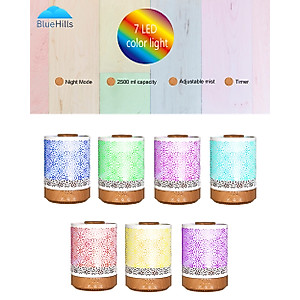 BlueHills 2500 ML Humidifier with Essential Oil Diffuser Combo Aroma Home Décor Design for Large Bed Bath Kids Baby Living Rooms Big Capacity LED Lights Scent Ultrasonic Cool Mist Wood Grain F006