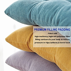 WJXBoos Set of 2 Chair Pads,Rectangle Seat Pads,Super Soft Stool Cushions Square Seat Cushions with Ties for Small stools School Office (Grey,16"*16"*2")