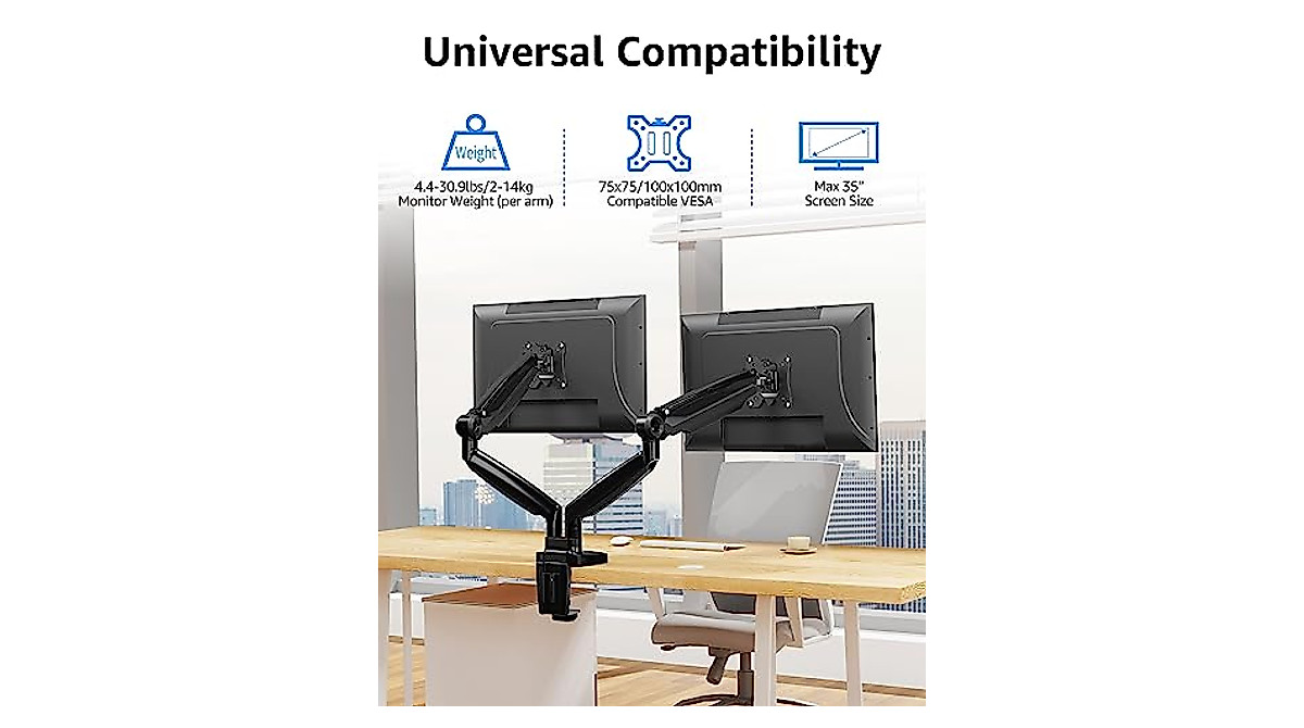 MOUNTUP Ultrawide Dual Monitor Arm for Max 35 Inch Screen, Support 4.4 ...