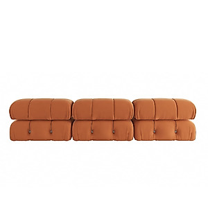 TIFLON Modular Sectional Sofa,Minimalist Velvet Sofas Couches, Modern Convertible Couch 3 Seats Living Room Sofa Sets for Office Apartment,104"(Orange)