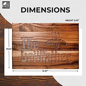 The Grillfather Cutting Board – Wooden Handmade Cutting Boards – BBQ Gifts for Men Who Like Grilling – Birthday, Christmas, or Fathers Day Gifts for Dad, Stepdad, Grandfather, or Bonus Dad