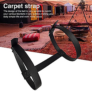 Picnic Blanket Carry Strap,Motorcycle Blanket Straps,Bedroll Straps,Portable Double-Layer PU Leather Carry Strap,for Camping, Festivals, Picnics, Motorcycle Bedroll Straps(Black)