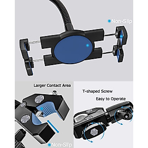 Gooseneck Tablet Mic Stand, woleyi Phone iPad Holder for Microphone Stand [Metal Arm Clamp] 360° Swivel Tablets Music Mount, Compatible with iPad Pro 12.9 Air Mini, iPhone, Galaxy Tabs, 4-13" Devices