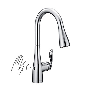 Moen Arbor Chrome Motionsense Wave Touchless One-Handle Pulldown Kitchen Faucet Featuring Power Clean, 7594EWC