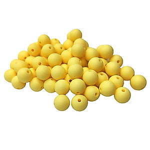 50pcs Custard Yellow Color Silicone Round Beads Sensory 15mm Silicone Pearl Bead Bulk Mom Necklace DIY Jewelry Making Decoration