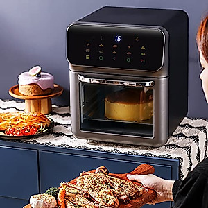 Air Fryer TXQULA Air Fryer Toaster Oven 10-Quart 7-in-1 Air Fryer Convection Oven,Rotisserie,Roast,Bake,Dehydrate,12 Cooking Presets, Large Easy-View Window,with Accessories&Recipes,Black