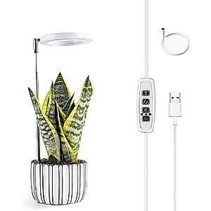 FAFAGRASS Grow Lights for Indoor Plants, Full Spectrum LED Halo Plant Light with Stand Height Adjustable Auto Timer, 9 Dimmable Levels 3 Colors Red Blue White Spectrum for Indoor Plants Growing