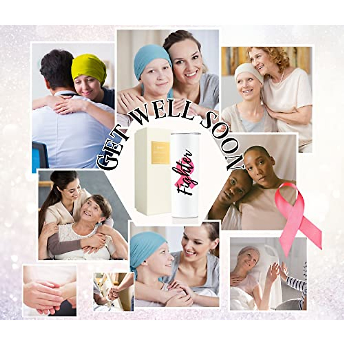 Onebttl Breast Cancer Gifts For Women, 20oz Stainless Steel Tumblers With Lid, Surgery Gifts For Breast Cancer Patients - Fighter