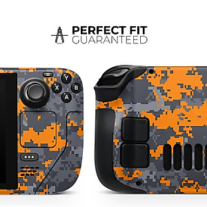 Design Skinz - Compatible with Steam Deck - Skin Decal Protective Scratch-Resistant Removable Vinyl Wrap Cover - Bright Orange and Gray Digital Camouflage