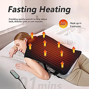 Comfier Large Heating Pad for Neck and Shoulder,Calming Heated Back Wrap with 6 Heating Level,Heating Pad for Back Pain Relief,Wearable Full Body Heating Pad with 10 Timing Setting,Gifts for Men&Women
