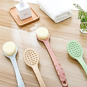 INGVY Dry Brushing Body Brush Bath Brush Body Exfoliating Scrubber Long Handle Body Back Massage Shower SPA Foam Bath Accessories Body Cleansing Brush (Color : Green)