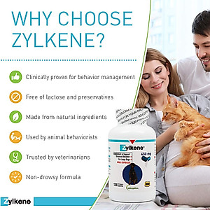 Vetoquinol Zylkene Calming Support Supplement for Large Dogs 33-132lbs, Helps Promote Relaxation and Reduce External Stress Factors, Daily Behavioral Support and Anxiety Relief for Dogs, 450mg