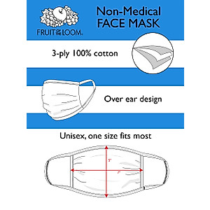 Fruit of the Loom Reusable Cotton Face Mask (Pack of 50 - White)