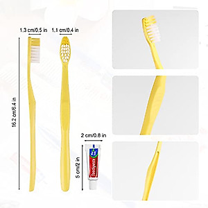Xuezoioy Disposable Toothbrushes with Toothpaste,200 Pack Yellow Hollow Individually Wrapped Disposable Travel Toothbrushes Kit in Bulk for Homeless,Nursing Home,Hotel,Charity