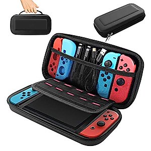 BOOGIIO Nintendo Switch Carrying Case, Hard Shell Travel Carrying Box Case for Nintendo Switch with 10 Game Cards Holders, Portable Pouch for Nintendo Switch Console & Accessories -Black