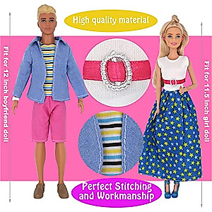 ZTWEDEN 33Pcs Doll Clothes and Accessories for 12 Inch Boy and Girl Doll, Includes 20 Wear Clothes Shirt Jeans Suit and Wedding Dresses, Glasses Earphones Dog and Bike for 12'' Boy Girl Doll