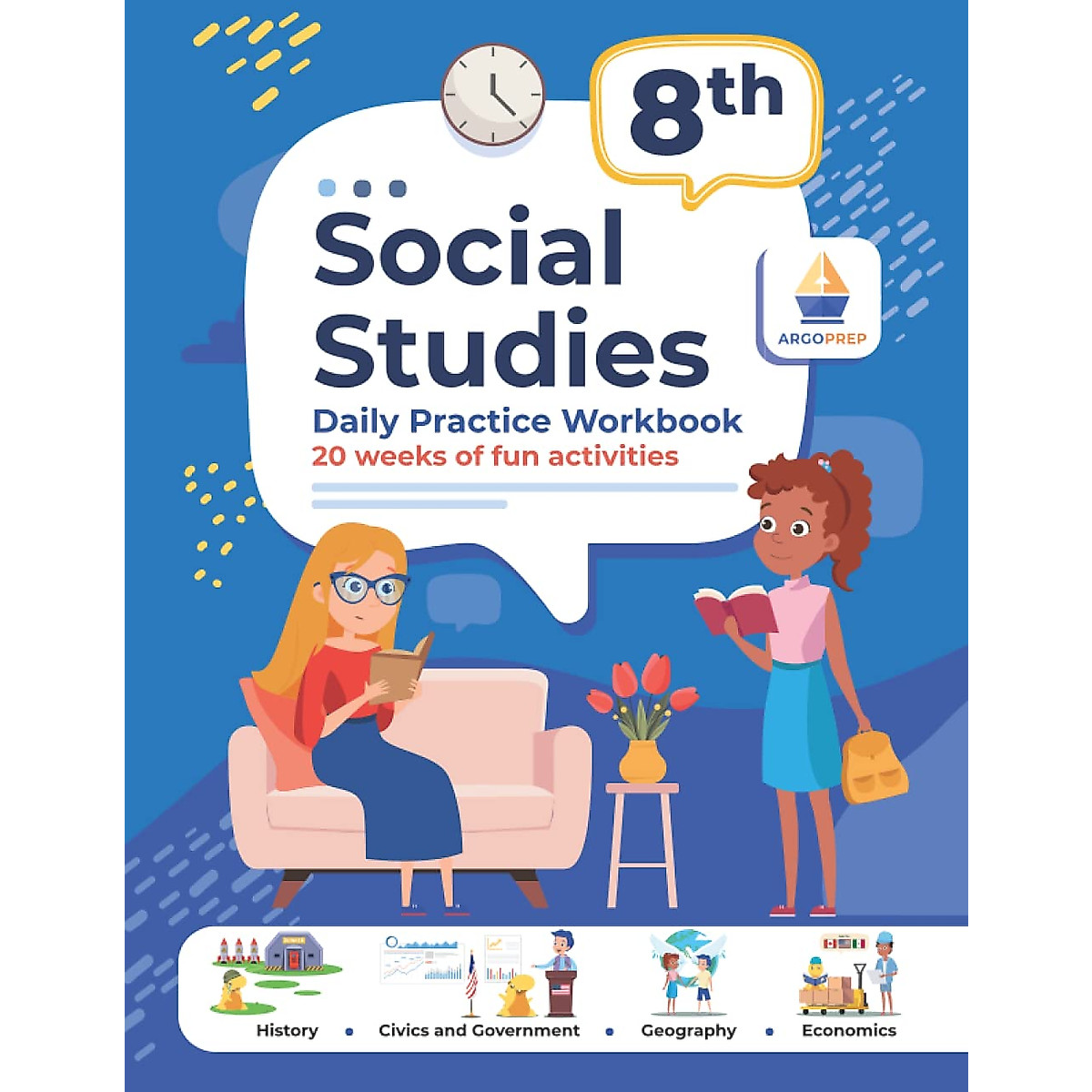 8th Grade Social Studies: Daily Practice Workbook | 20 Weeks of Fun Activities | History | Civic and Government | Geography | Economics | + Video Explanations for Each Question