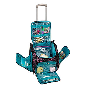 Handy Sandy Craft Tote Bag Organizer, Pink ND- Storage Bag for Craft Supply, Sewing & Scrapbooking Carrier w/Handle and Wheels for Organization