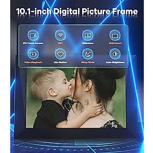 Cozyla Digital Picture Frame WiFi Free Unlimited Storage AI-Powered Send Pictures & Video via Google Photos Email Web Browser App Digital Photo Frame Electronic Picture Frame Slideshow 10.1 Inch Black