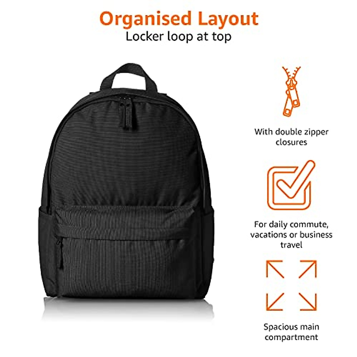 Amazon Basics Classic School Backpack - Black