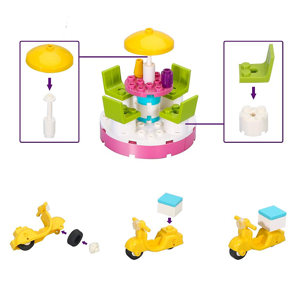 BRICK STORY Girls Friends Carnival Building Set Friends Amusement Park Building Blocks Toys with Ferris Wheel, Show Stage and 4 Mini Dolls Great Birthday Gift for Kids Age 6-12 and up, 610 Pieces