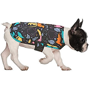HDE Canvas Dog Vest Waterproof Jacket Cold Weather Coats for S-XL Dogs Dinosaurs - M
