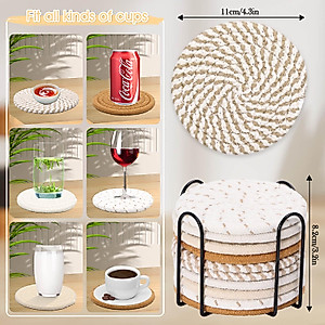 Billbotk 10 Pieces Boho Coasters for Drinks, Absorbent Drink Coasters with Holder, Cute Coaster Set for Boho Home Decor, Apartment Decor Aesthetic, Living Room Essentials, 4.3 Inches