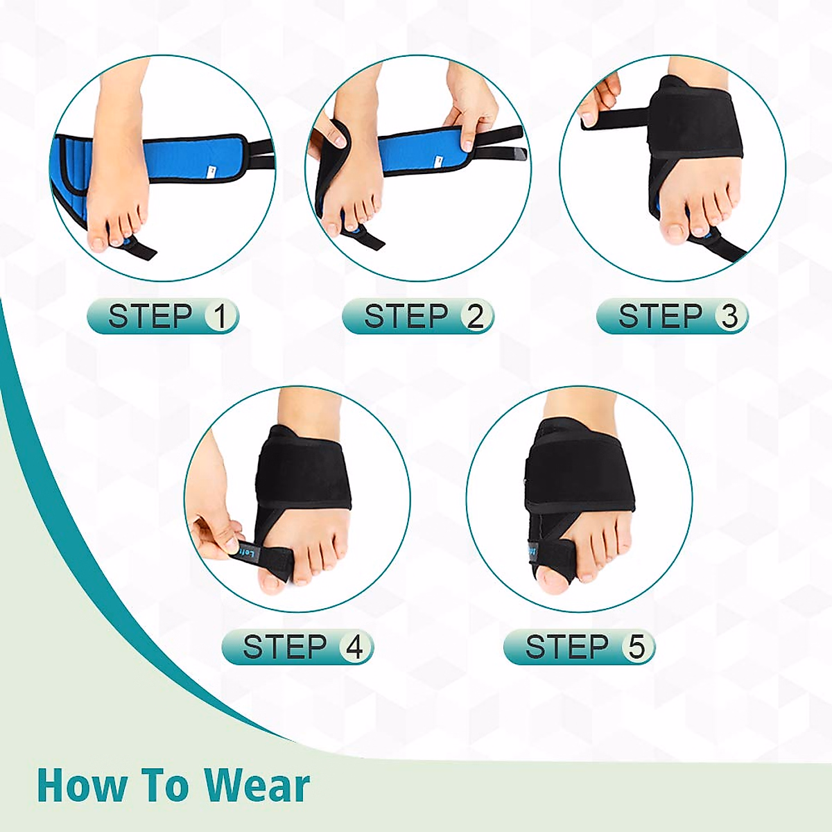 Bunion Corrector Big Toe Straightener, Bunion Splint Kit with 6 Pieces Gel Toe Separators for Day and Night Use, Relief Pain for Hallux Valgus, Hammer Toe, Overlapping Toe, Fits Women and Men