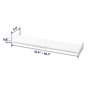 KIKIBRO Expandable Closet Shelf Organizer, Adjustable Shelves, Extendable Storage Shelving Rack Divider for Cabinet Pantry Cupboard Kitchen (2, White Small)