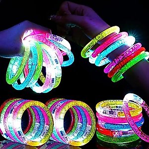 Mikulala 24Pcs Glow in the Dark Party Supplies for Kids/Adults, Flashing Light up Toys LED Bracelets Glow Sticks , Neon Christmas Party Favors Carnival Birthday Concert Party Games Gifts Accessory