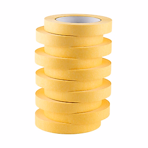 Lichamp 10-Pack Automotive Refinish Masking Tape Yellow 18mm x 55m, Cars Vehicles Auto Body Paint Tape, Automotive Painters Tape Bulk Set 0.7-inch x 60 Yards x 10 Rolls