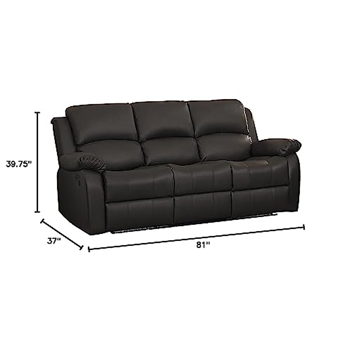 Homelegance Clarkdale Double Reclining Sofa with Drop Down Cup Holders, Br Brown