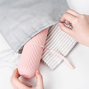 DOBMIT Travel Toothbrush Holder Case, 2 Pack Portable Toothbrush Cup for Travel/Business Trip/Outdoor Camping