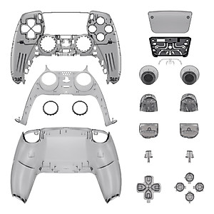 eXtremeRate Full Set Housing Shell with Buttons Touchpad Cover, Clear Black Custom Replacement Decorative Trim Shell Front Back Plates Compatible with ps5 Controller BDM-030 BDM-040